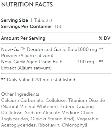 허브 오더리스 슈퍼 갈릭 1100mg (100타블렛), GNC Odorless Super Garlic 100tabs 무취 숙성마늘