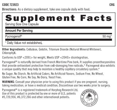 피크노제놀 50mg (120캡슐), GNC Pycnogenol 50mg 120caps 소나무 추출물 - 항산화